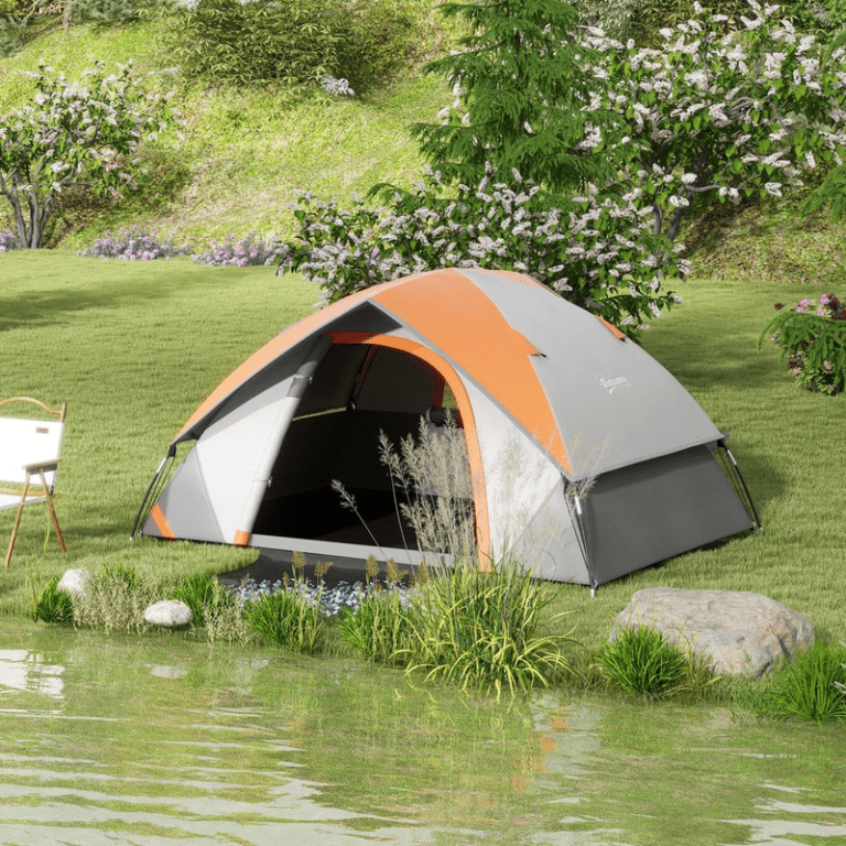 Outsunny Family Tent 4-5 Man Grey and Orange | Shiretail